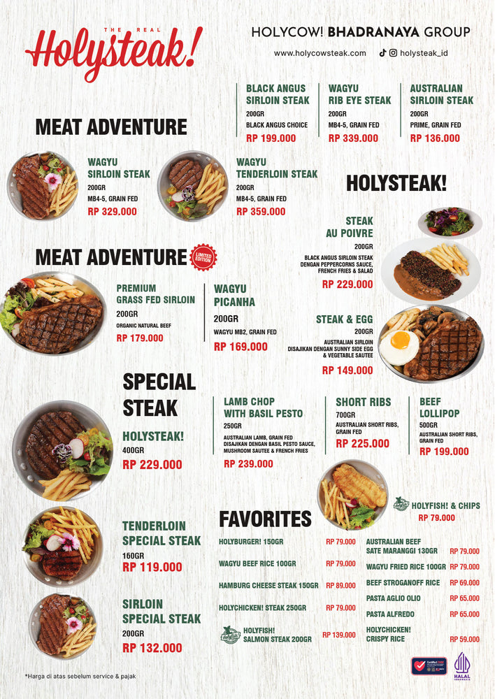 Menu Lengkap | Holysteak!