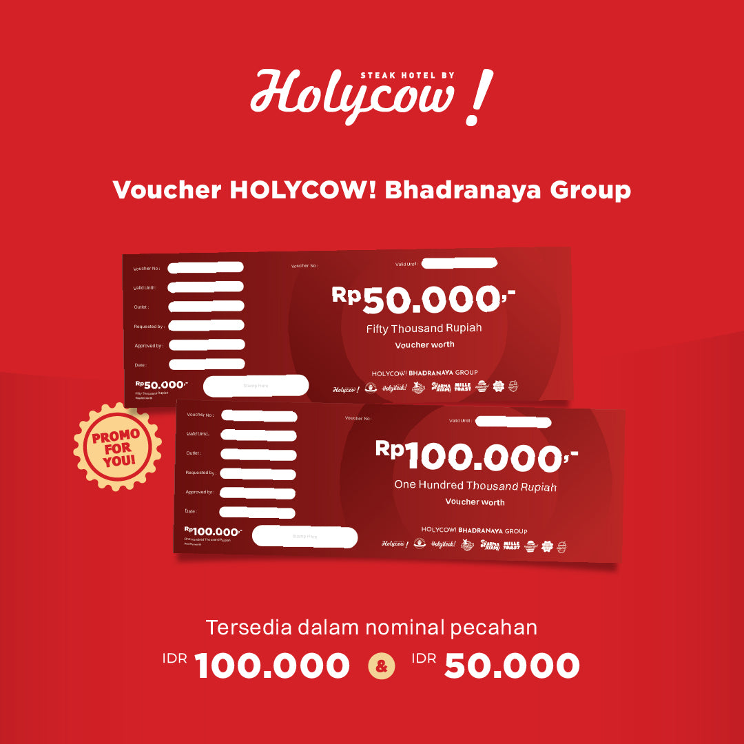 Bhadranaya Gift Voucher Rp 100.000 | Steak Hotel by Holycow!